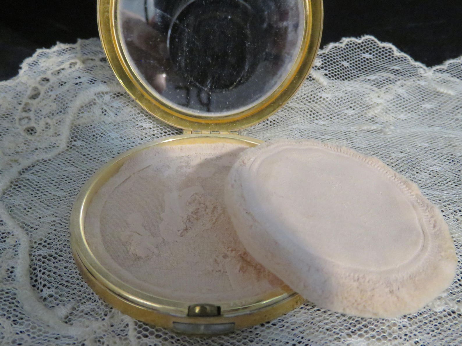 Vintage Limoges Powder Compact and Mirrored Lipstick Holder | Etsy