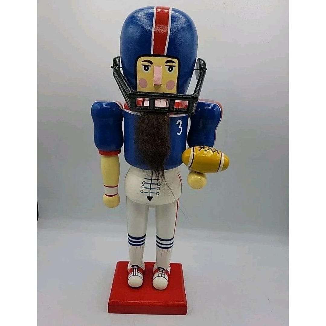 Old World 15" Red Blue Wooden Christmas Nutcracker Football Player ...