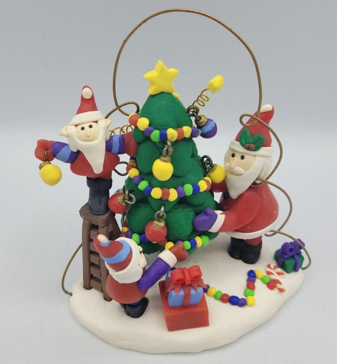 Kirkland Signature Hand Made Clay Jolly Holiday Santa Christmas Tree ...