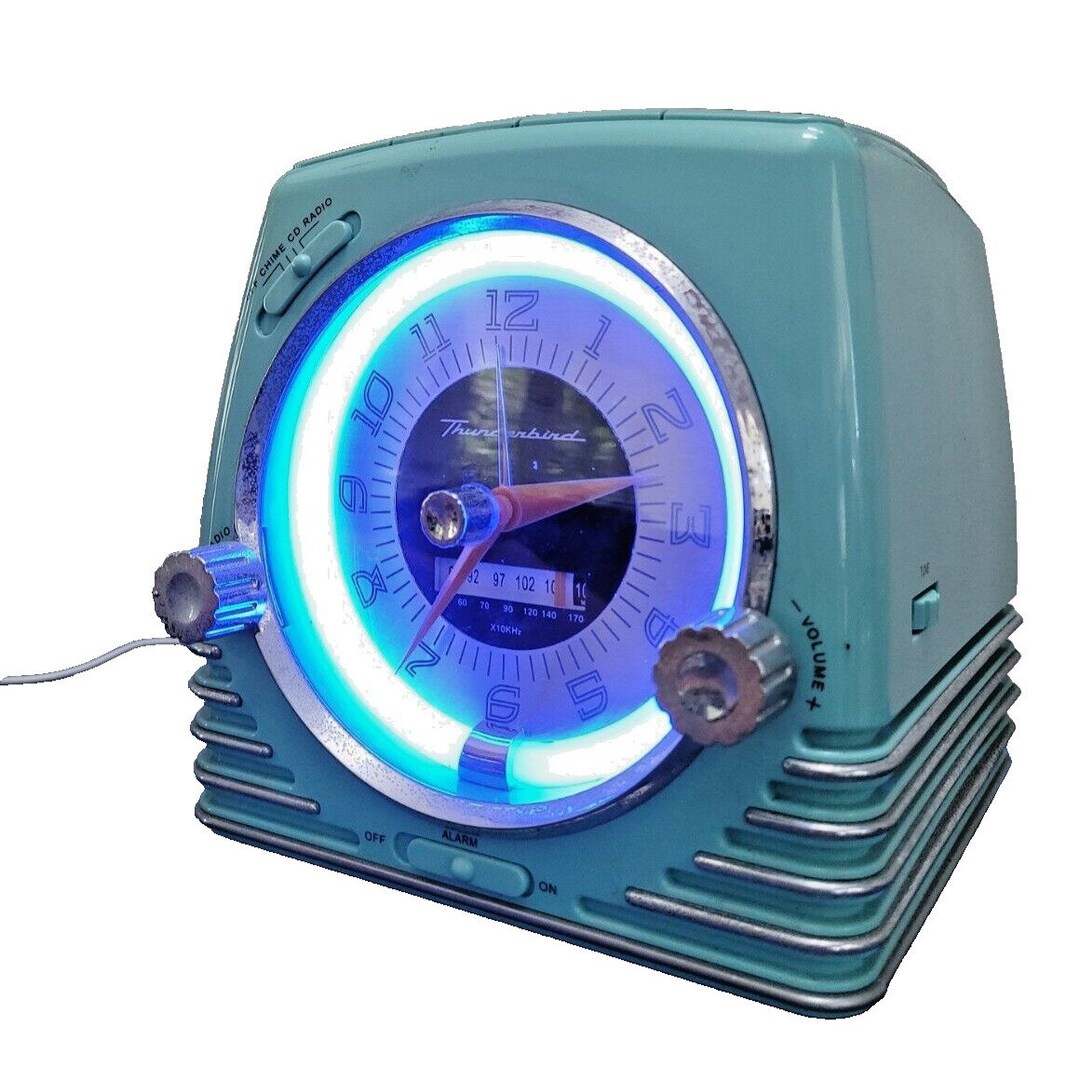 Thunderbird Neon Clock-radio-cd Player Combo Rare Collectible - Etsy