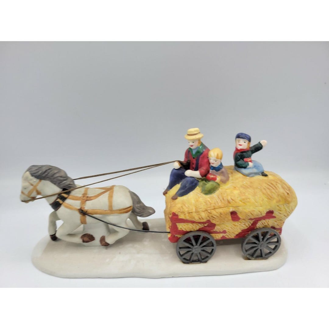 Lemax Village Hay Carriage Ride Large Porcelain Christmas Village Table ...