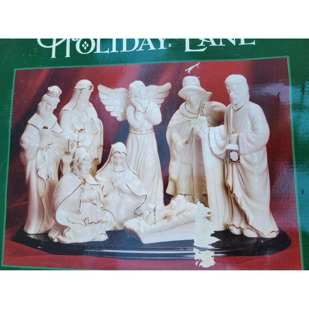 Holiday Lane Vintage 2003 8-piece Christmas Nativity Set Jade Glazed ...