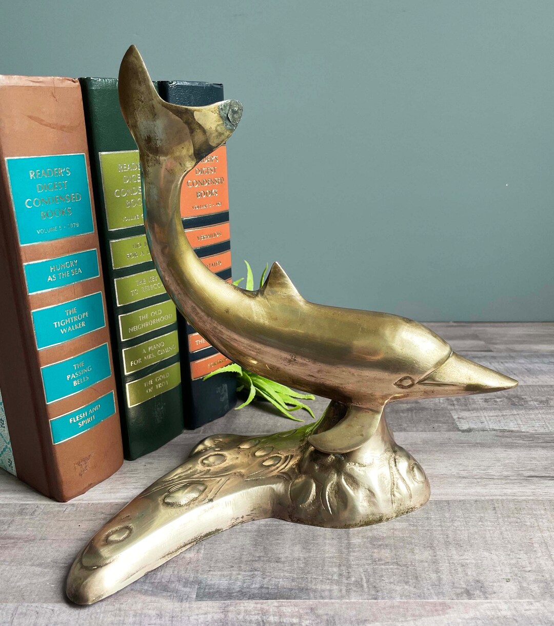 Vintage Brass Swimming Dolphin Statue-beach Decor - Etsy