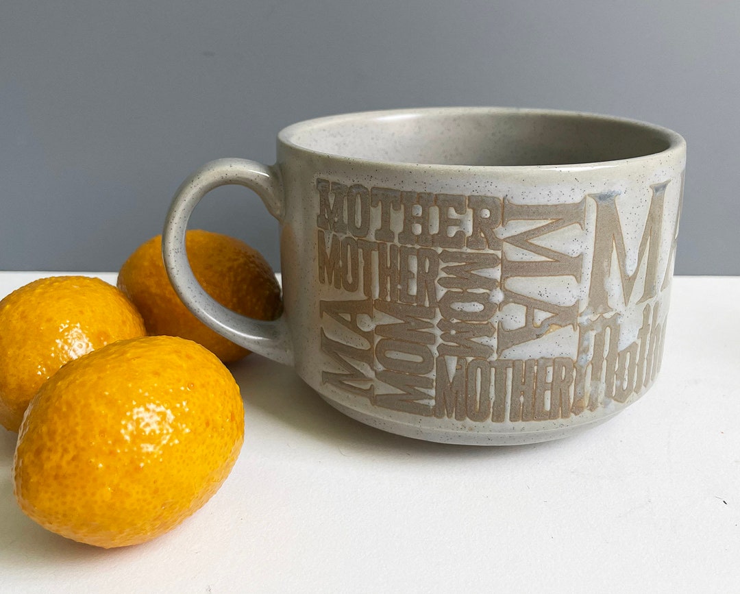 Vintage Grey Speckled Stoneware "mom" "mother" "ma" Mug-1970's Large ...