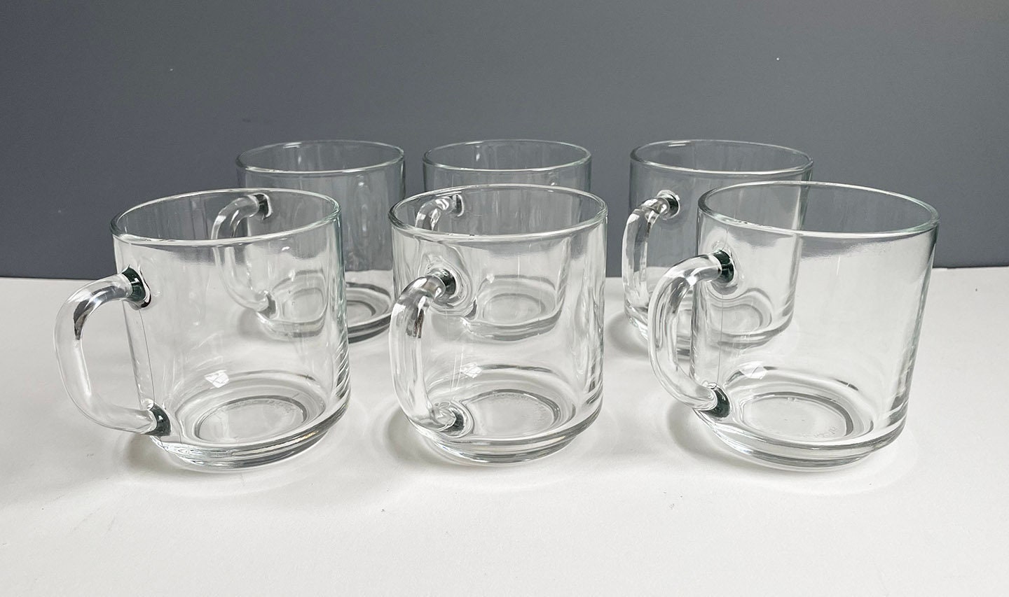 Clear Glass Mug Set of 6 Made by Arcoroc France Classic Coffee or Tea ...