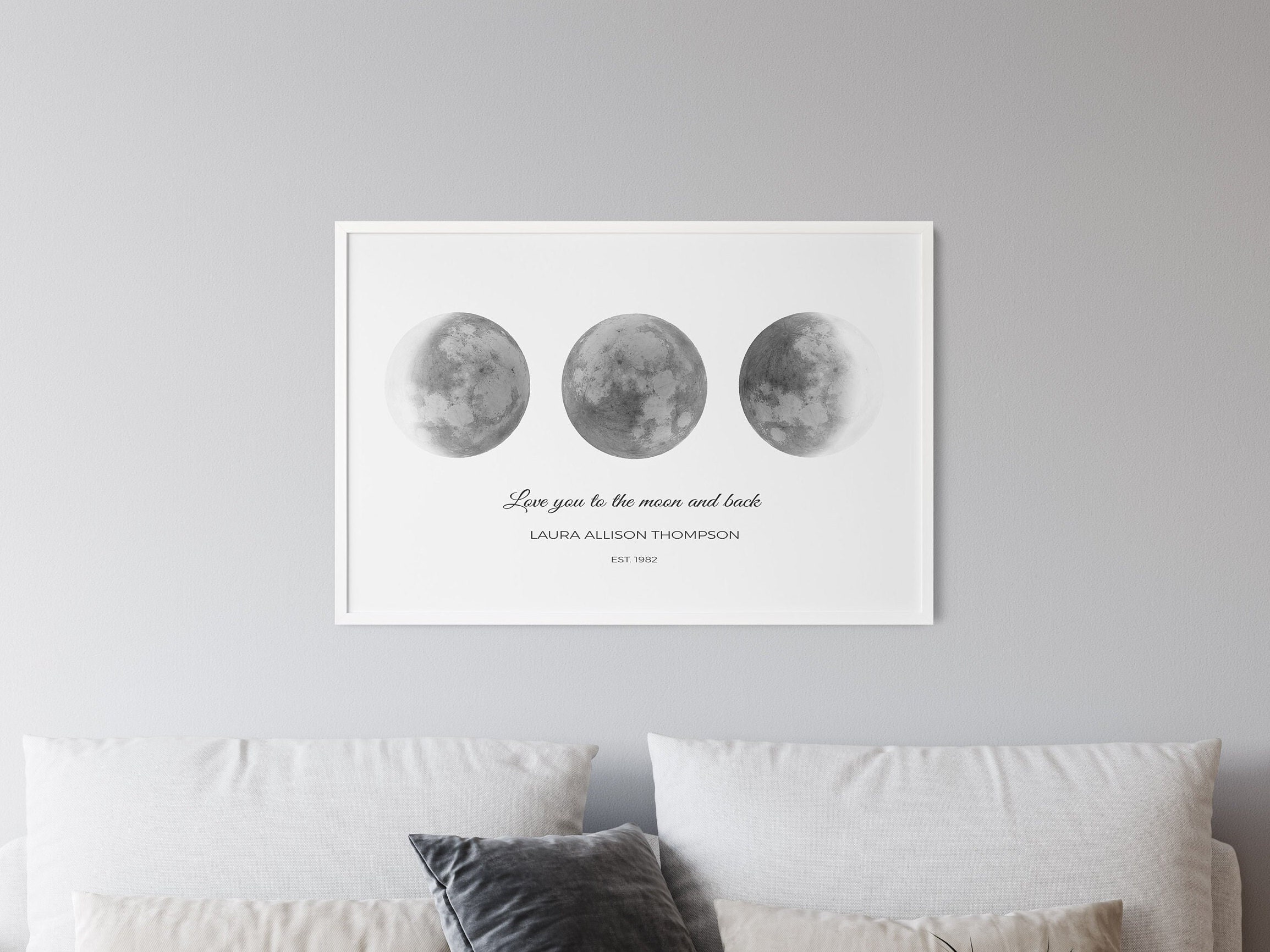 Three Moon Phases Artwork Moon Wall Decor Celestial Art - Etsy
