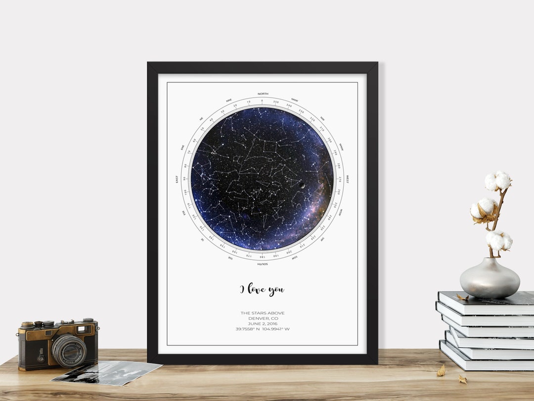 Custom Star Map Night Sky Chart Astronomical Map Starry Sky Wall Art Celestial Christmas Gift ...