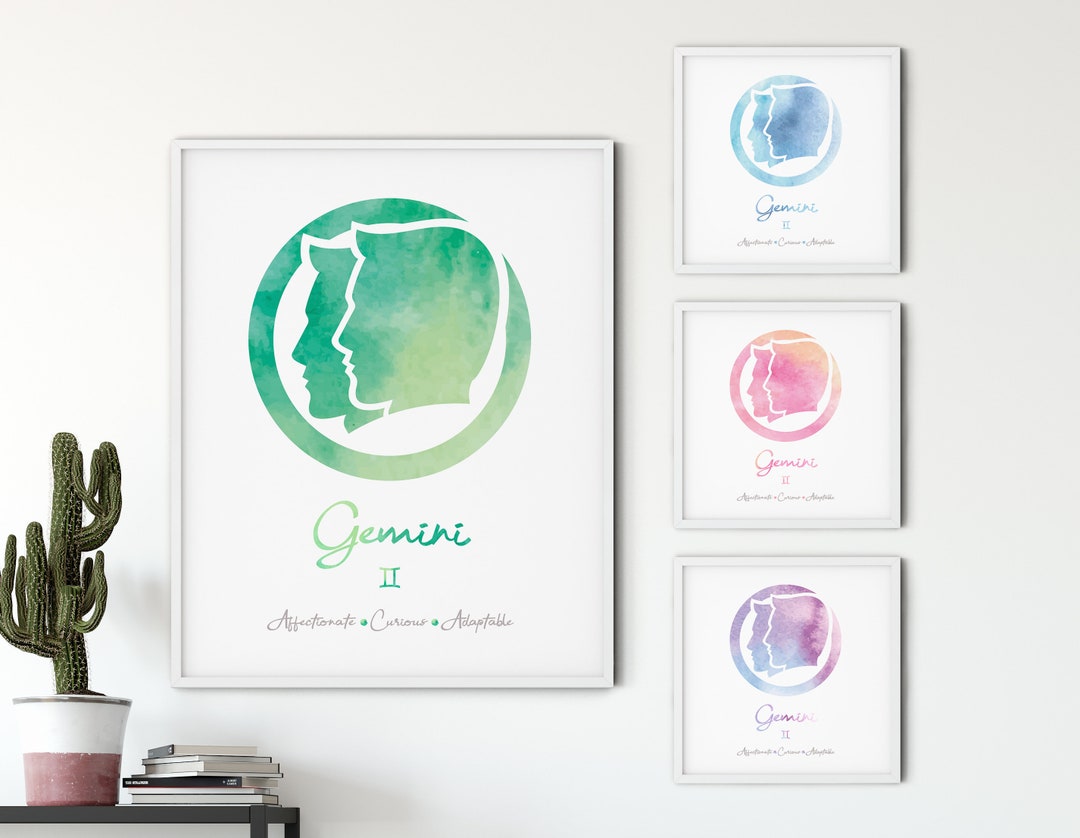 Gemini Wall Art, Printable Gemini Gift, Astrology Print, Nursery Art ...