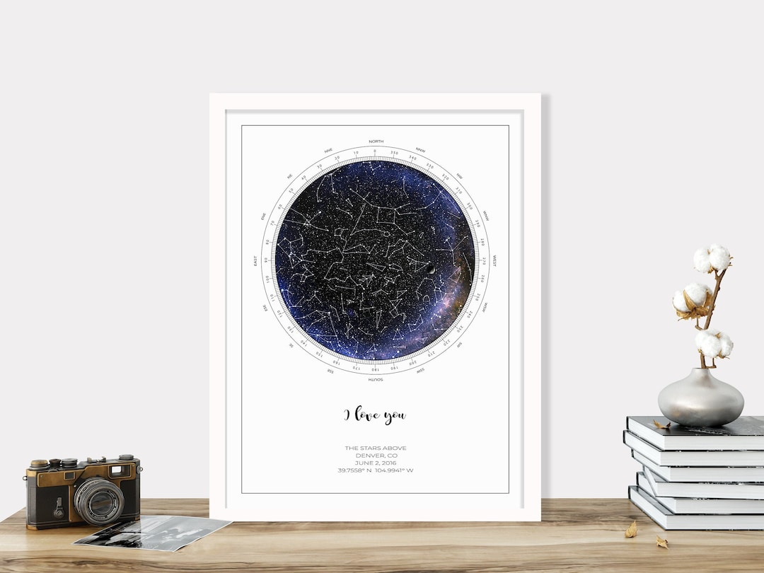 Custom Star Map Romantic Gift Personalized Gift for Valentine's Day Sky ...