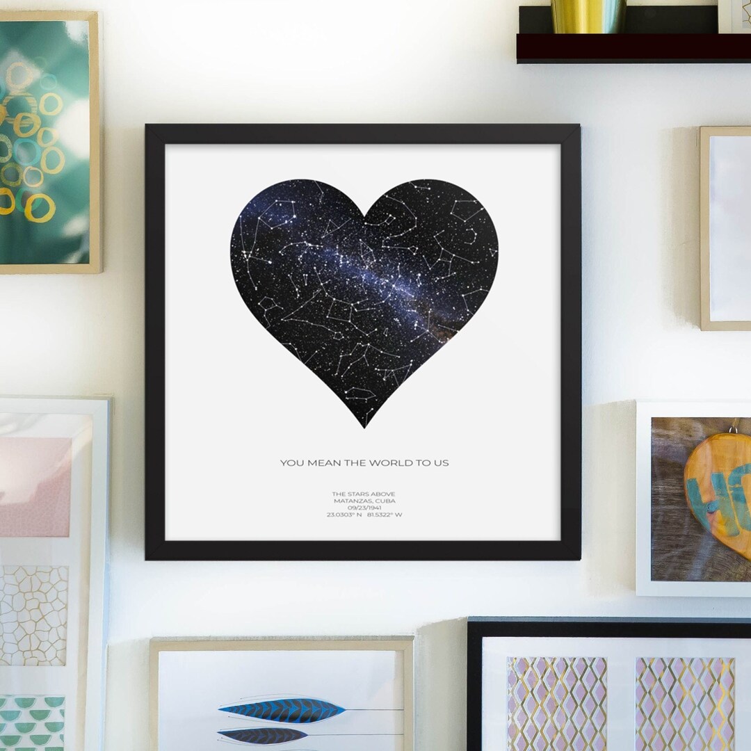 Heart Shaped Custom Star Map Anniversary Gift Wedding Gift Celestial ...