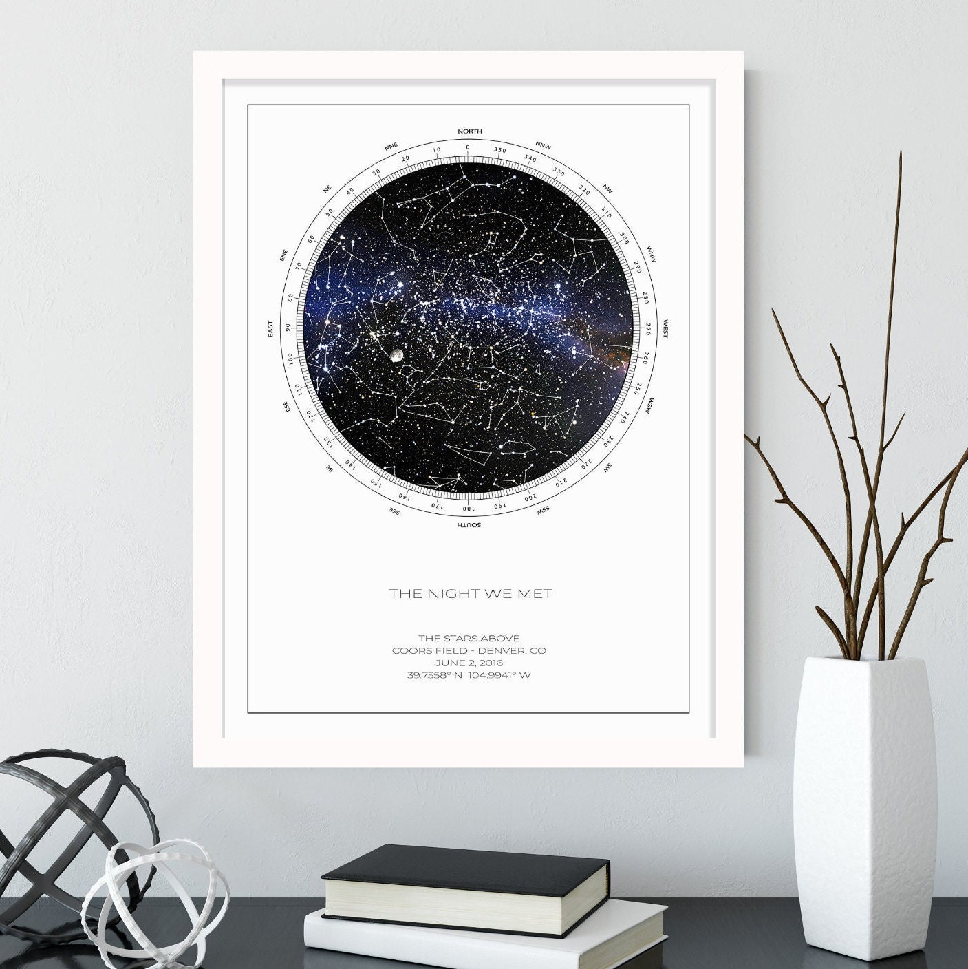Custom Star Map by Date and Location, The Real Night Sky, Constellation ...