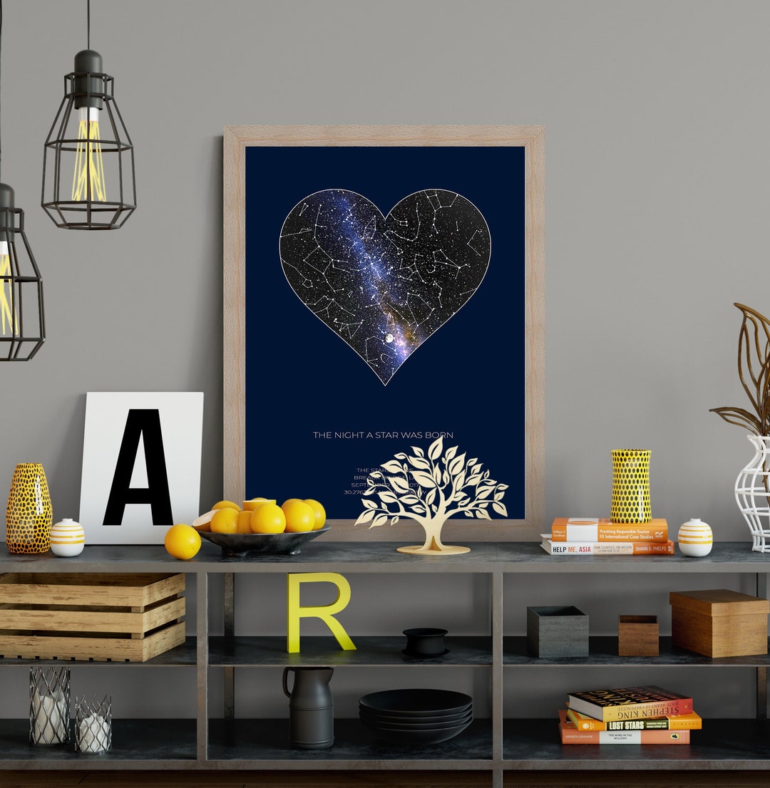 Custom Star Map Heart Shaped Star Map Christmas Gift Personalized Gift ...