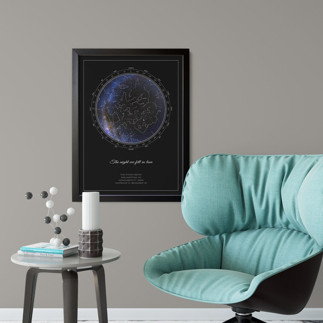 Custom Star Map by Date and Location the Real Night Sky Constellation ...