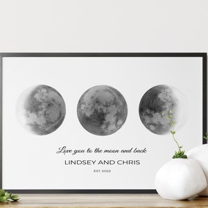 Custom Valentine's Day Gift Moon Phases Artwork Moon Wall Decor Custom ...