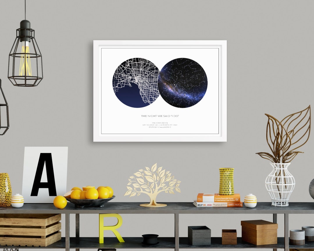 Custom Star Maps With City Map, Romantic Gift Ideas, Gift for Partner ...