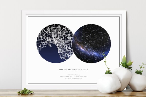 Custom Star Map With City Map Night Sky Map With City Street - Etsy