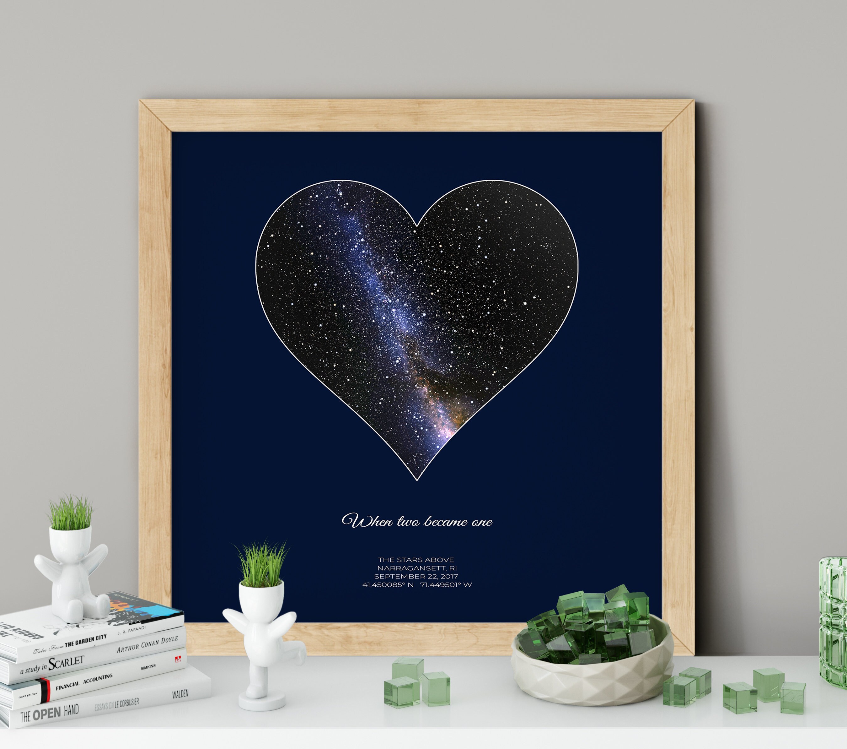 Custom Star Map in Square Design Heart Shaped Night Sky Map | Etsy