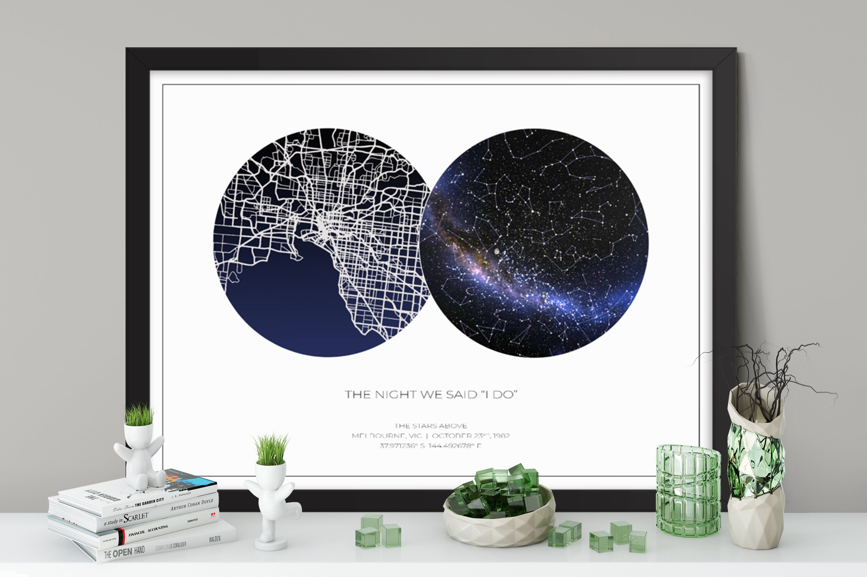 Custom Star Map Realistic Night Sky Map With City Map - Etsy