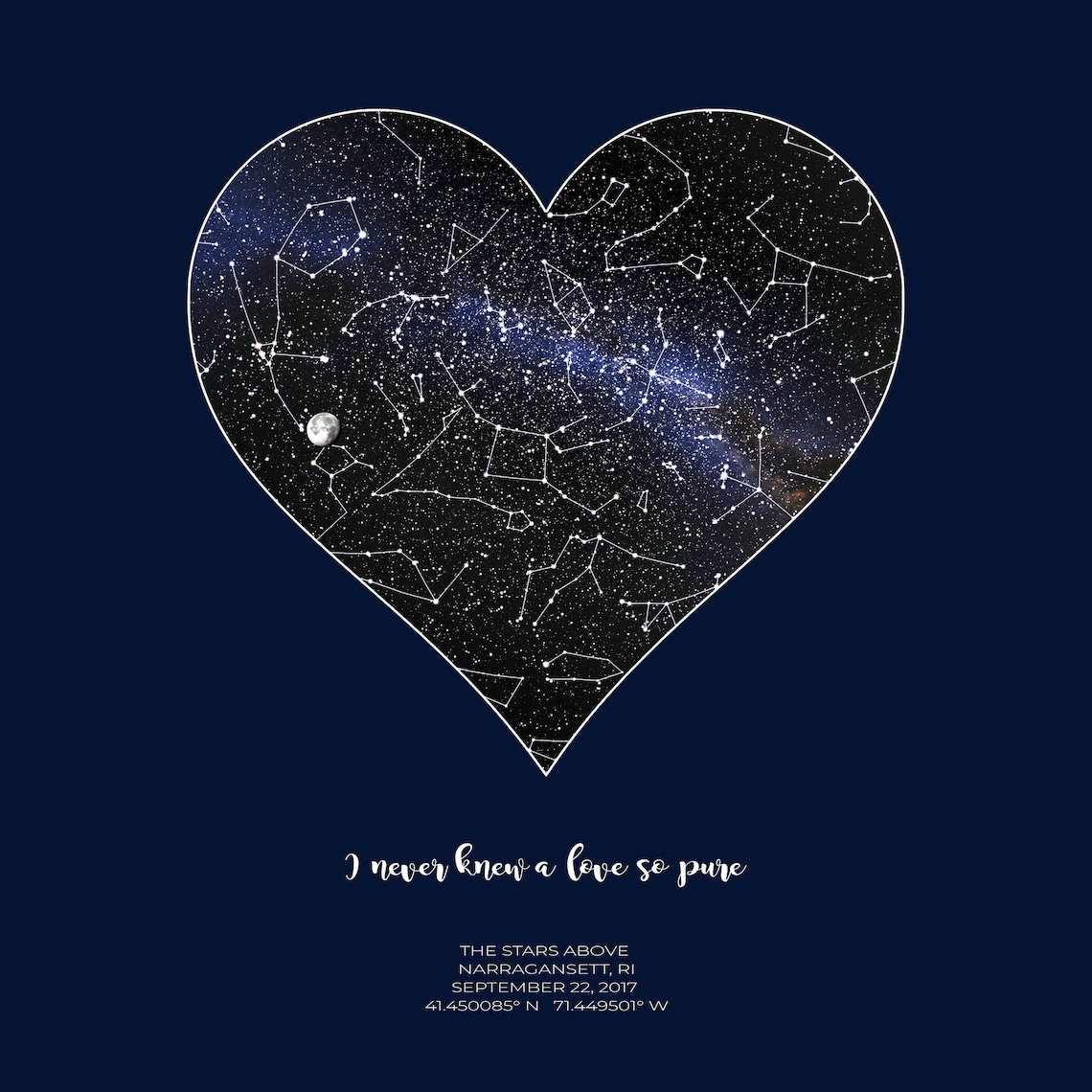 Carte des étoiles personnalisée en design carré carte du ciel - Etsy France