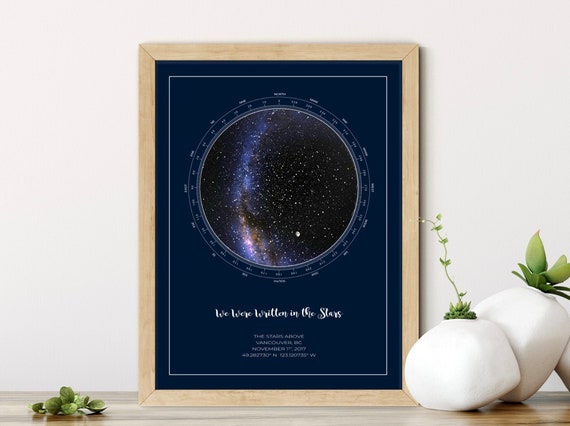 Regalo Romántico Cielo Estrellado Mapa De Estrellas En Madera / Mapa De ...