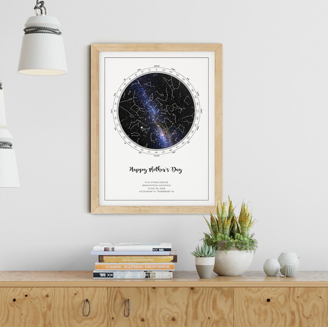 Realistic Star Map: Custom Night Sky in Natural Wood Frame - Etsy
