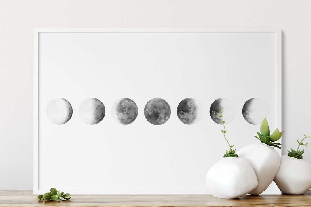 Moon Phases Wall Art Moon Wall Decor Celestial Art Lunar Phases Print ...
