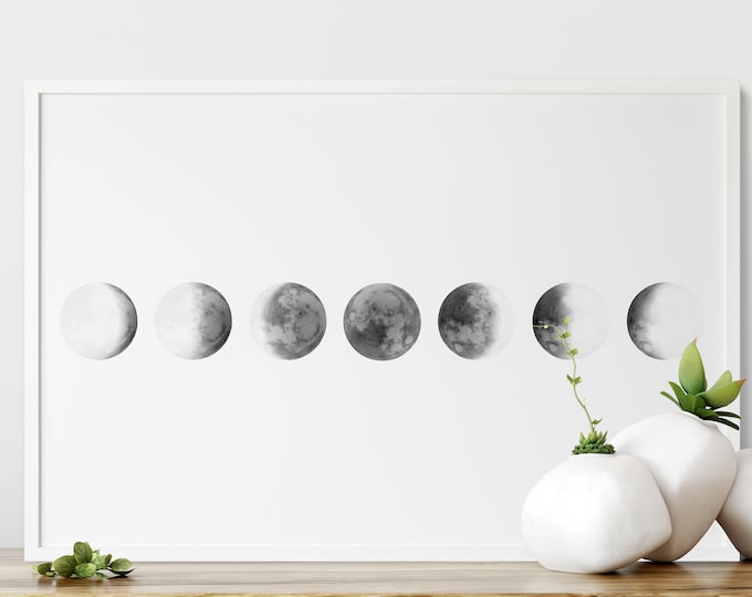 Moon Celestial Art, Lunar Room Decor, Moonlight Printable Art, Moon ...