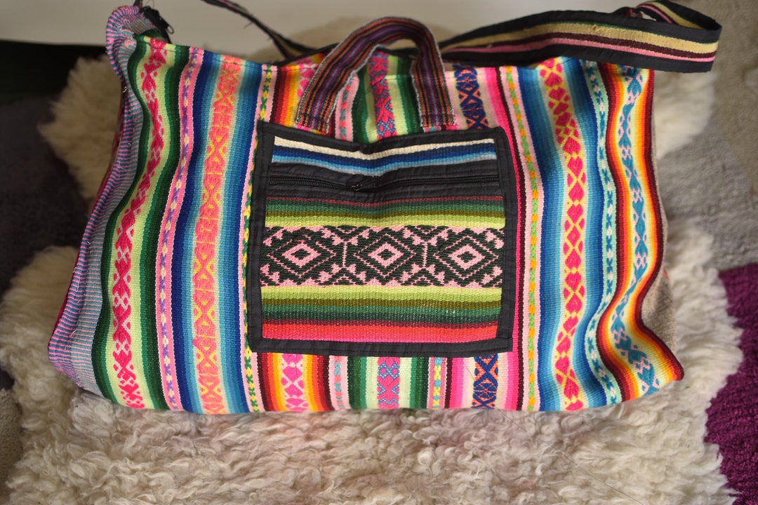 Large Peruvian Woven Bag Travel Colorful Aguayo Lliclla Vintage Boho ...