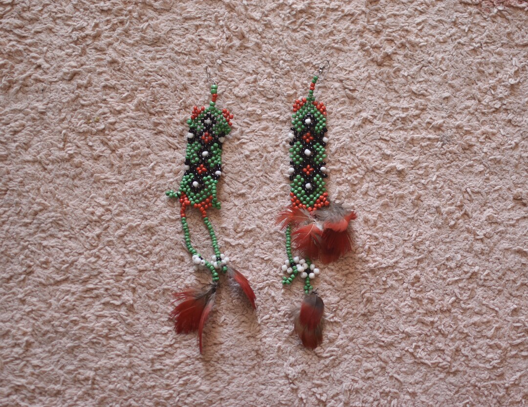 Shipibo Huni Kuin Ceremonial Feathers Beaded Native Tribal Peruvian ...