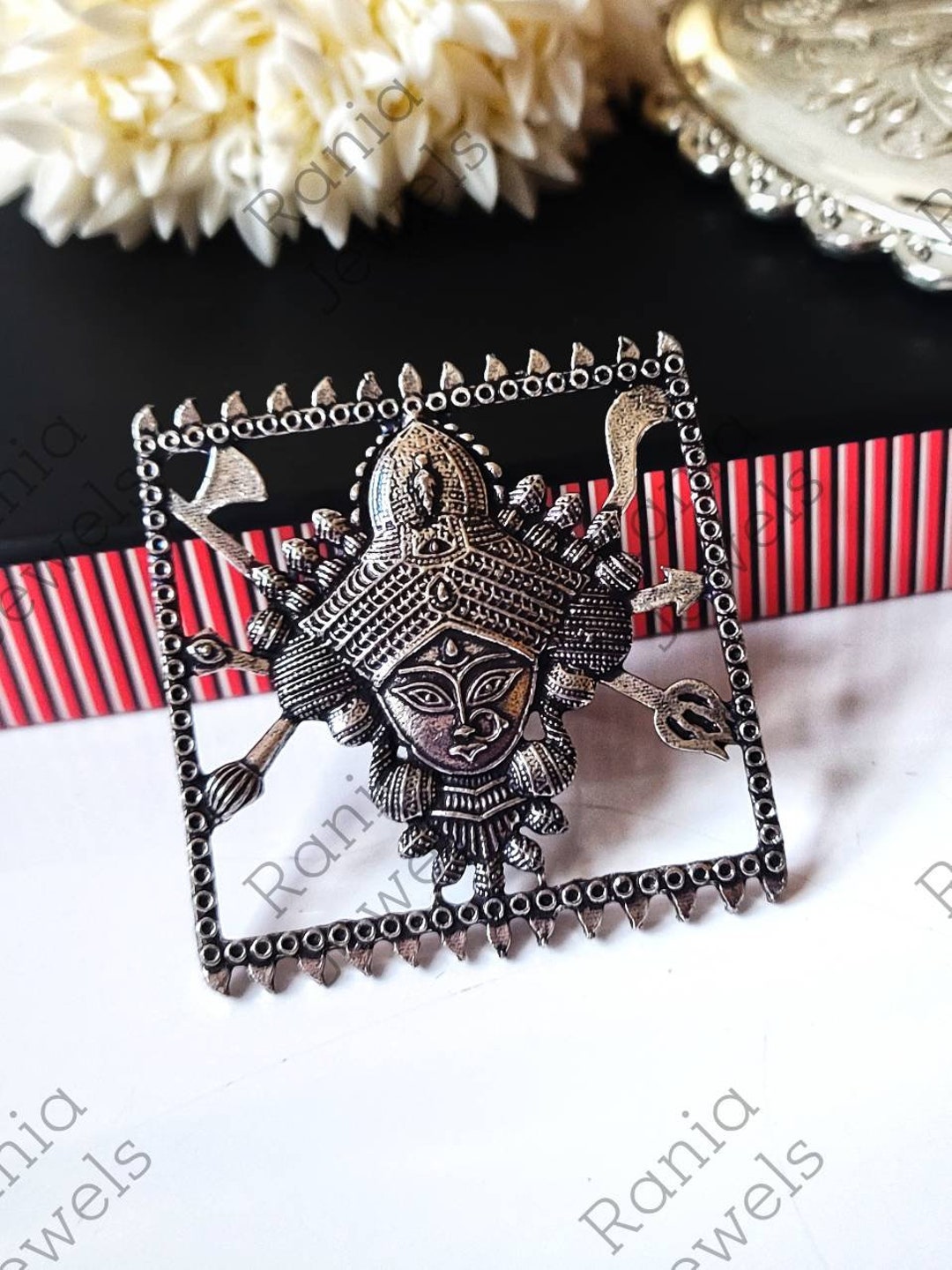 Statement Ring, Goddess Durga, Oxidized Adjustable Ring. - Etsy