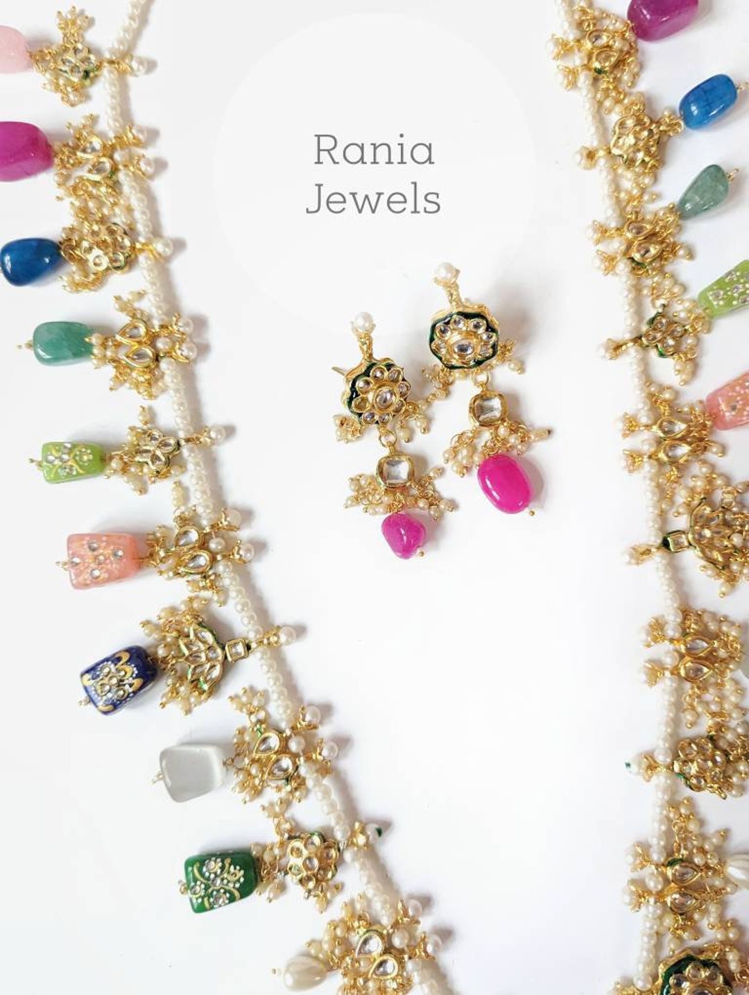 Rani Haar Necklace Set, Multicolor Moti Indian Jewelry Mala. - Etsy