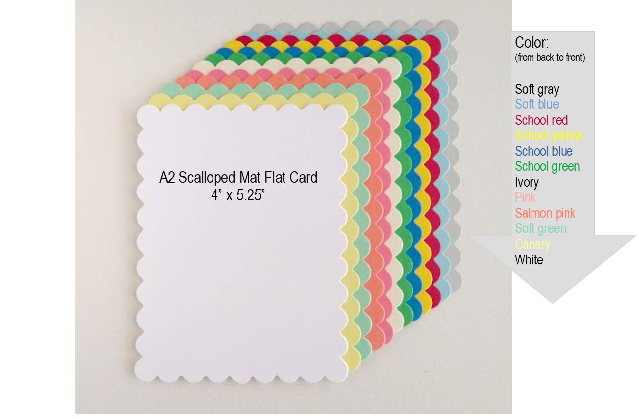Heavy Cardstock A2 Mats: 4" X 5.25" Scalloped Flat Note Cards - A2 Flat ...