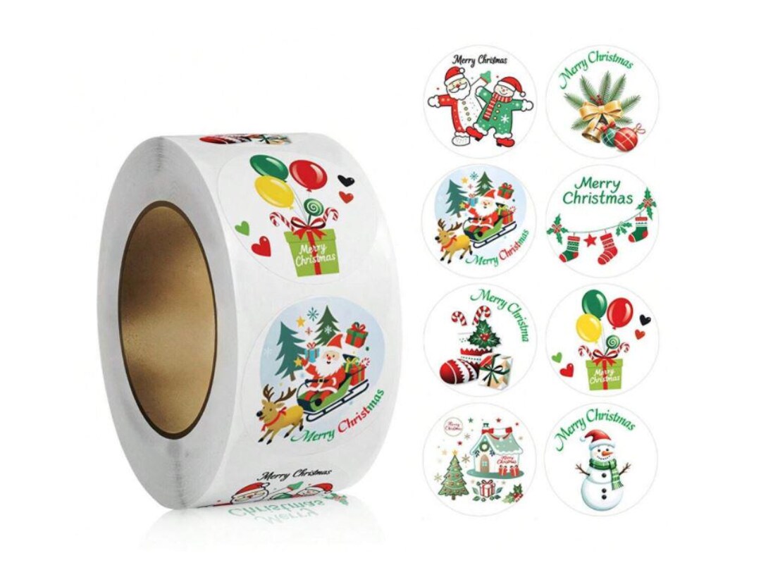 Christmas Stickers: Round 1 Inch Sticker Seal Labels for Christmas ...