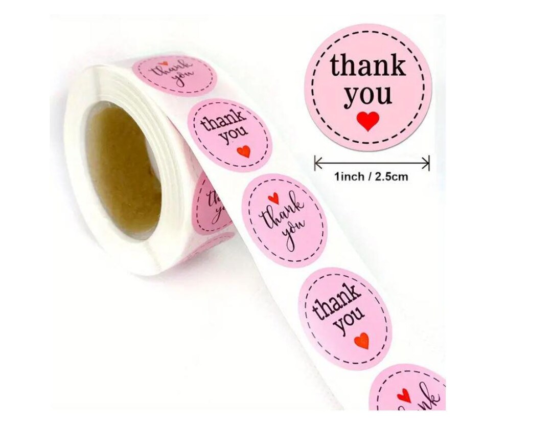 Thanku Round Sticker Seal Labels: Soft Pink Round Stickers With Dash ...
