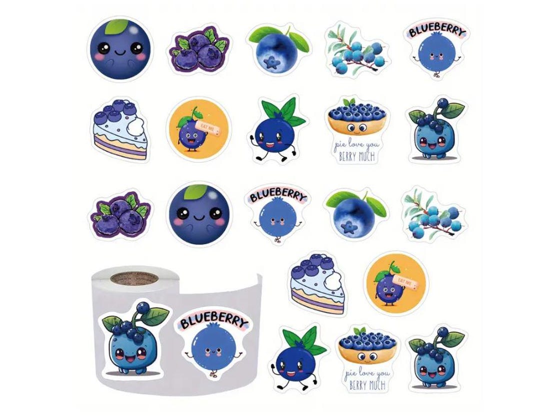 Blueberry Cartoon Sticker Labels: Blueberry Irregular Stickers - for ...