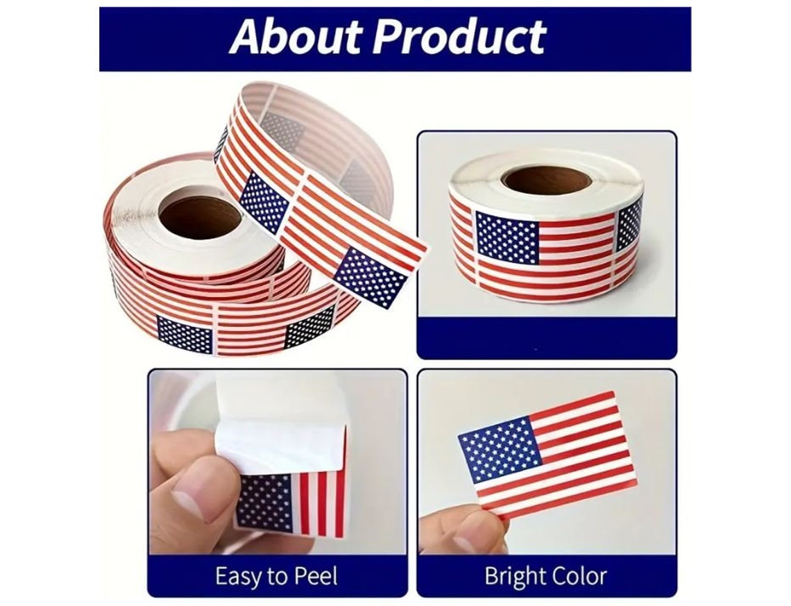 Sticker Labels: Rectangle American Flag Sticker for July 4th ...