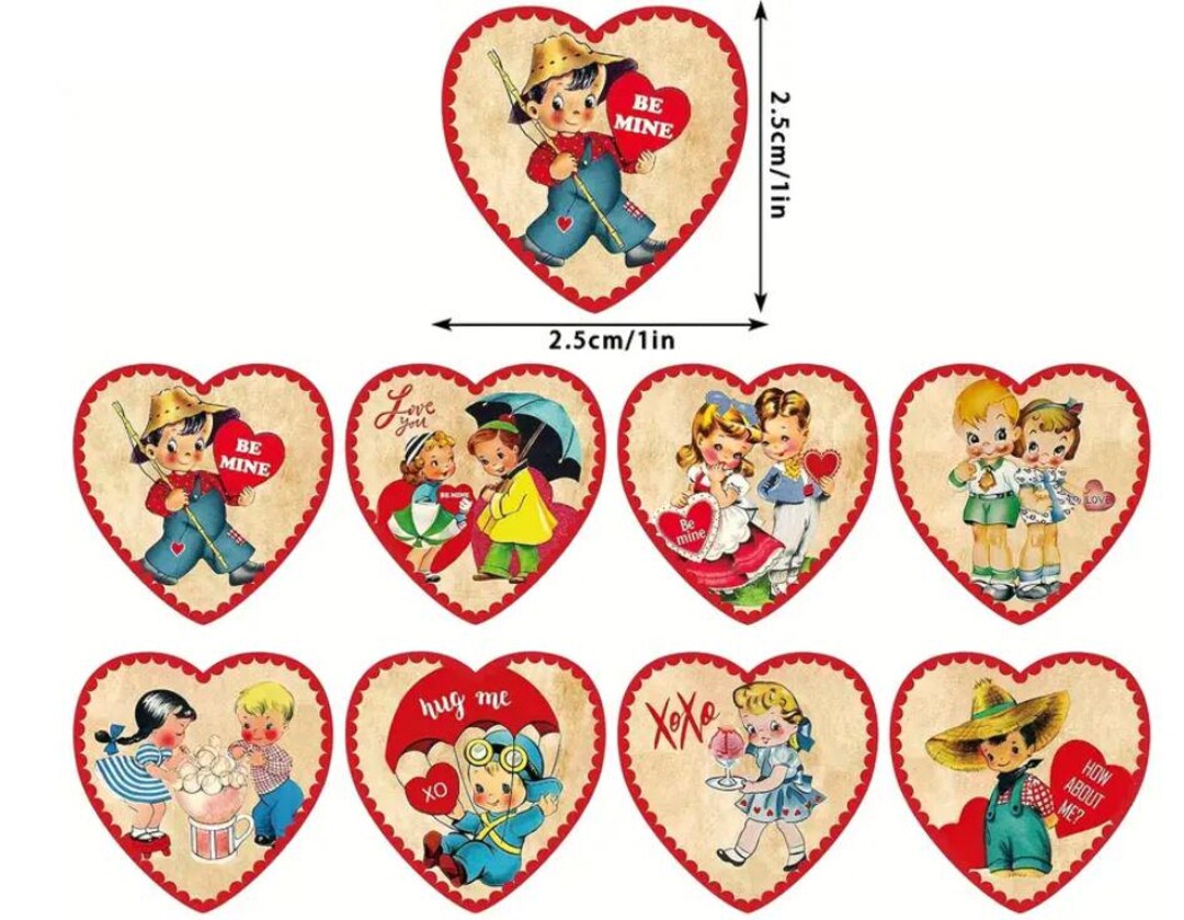 Heart Sticker Seal Labels: Happy Valentine's Heart Stickers for ...