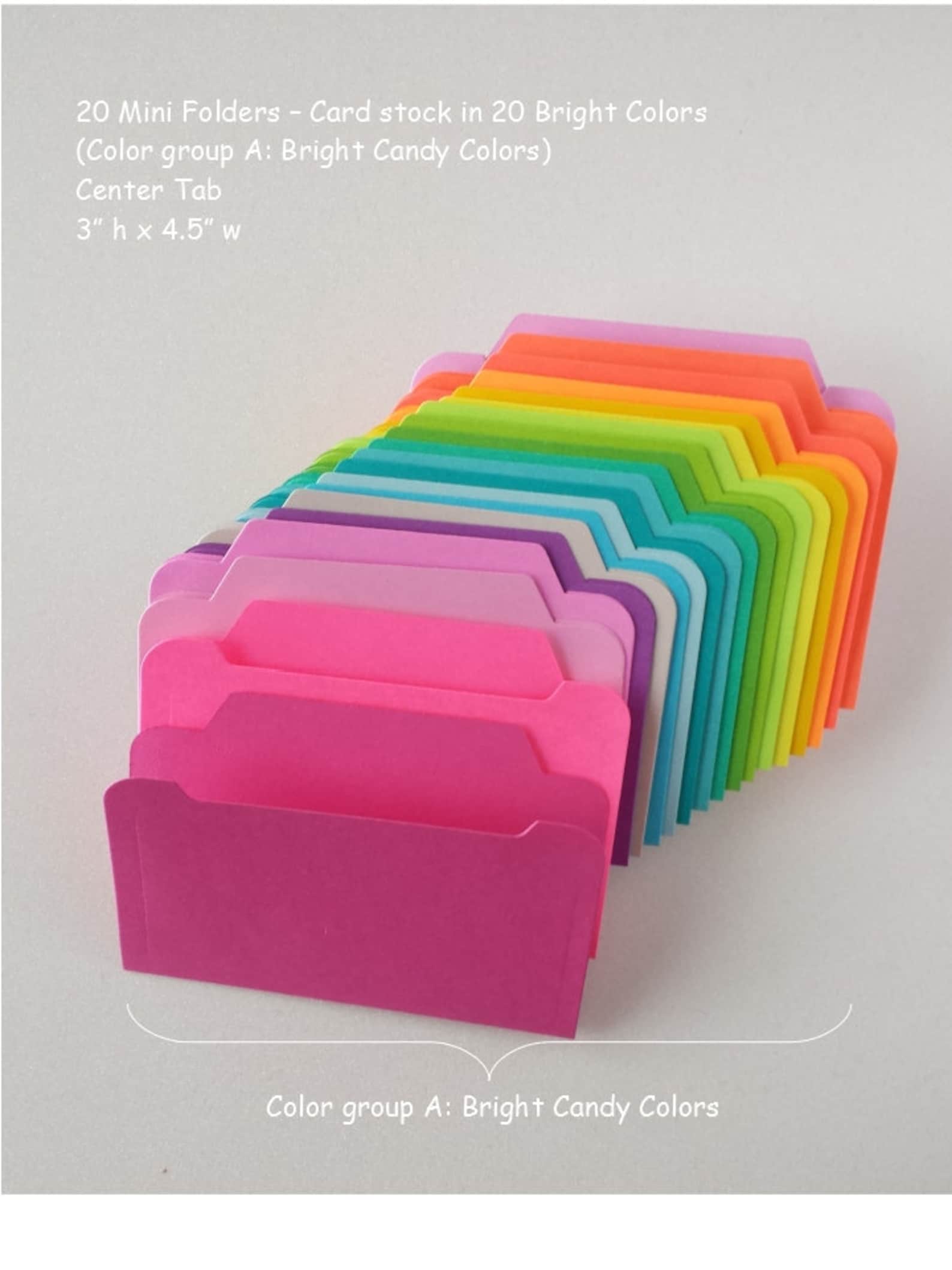 20 Mini File Folders (mini-a): 4.5 Inches X 3 Inches - Made From ...