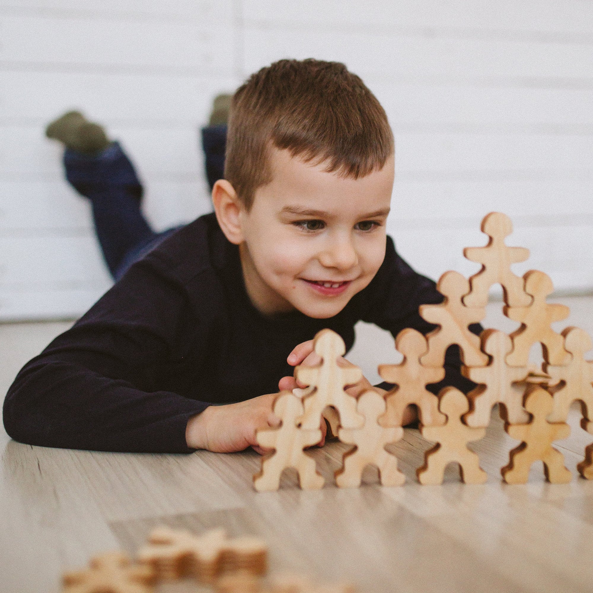 Montessori Toy:stacking Puzzle Set 55 Pcs. With Wooden Box - Etsy
