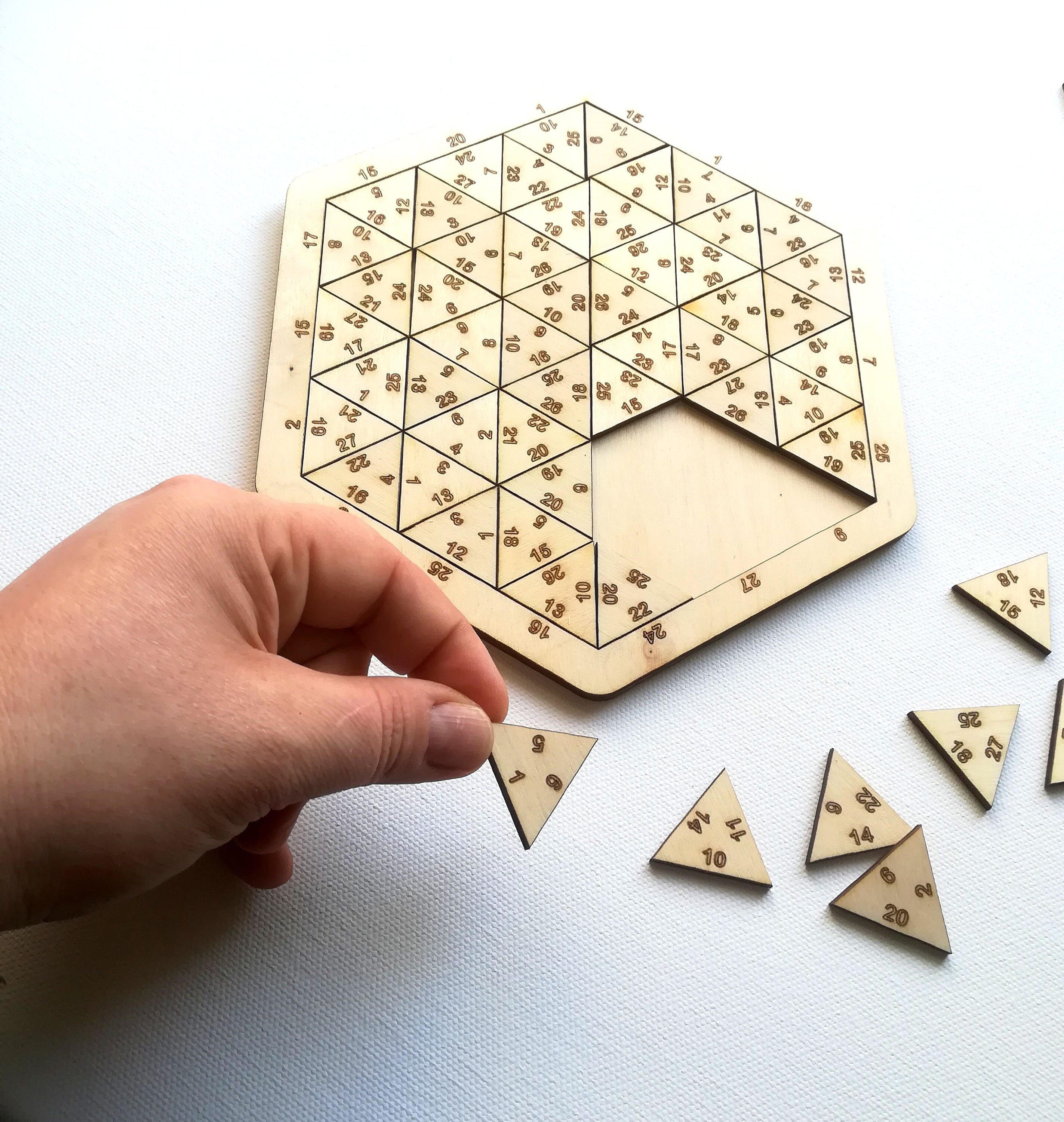 Wooden Brainteaser for Adults Number Triangle Puzzle - Etsy UK