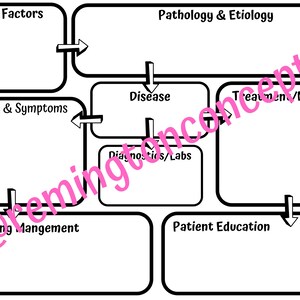 Disease Pathology Map Template Pathophysiology Process -- Nursing ...