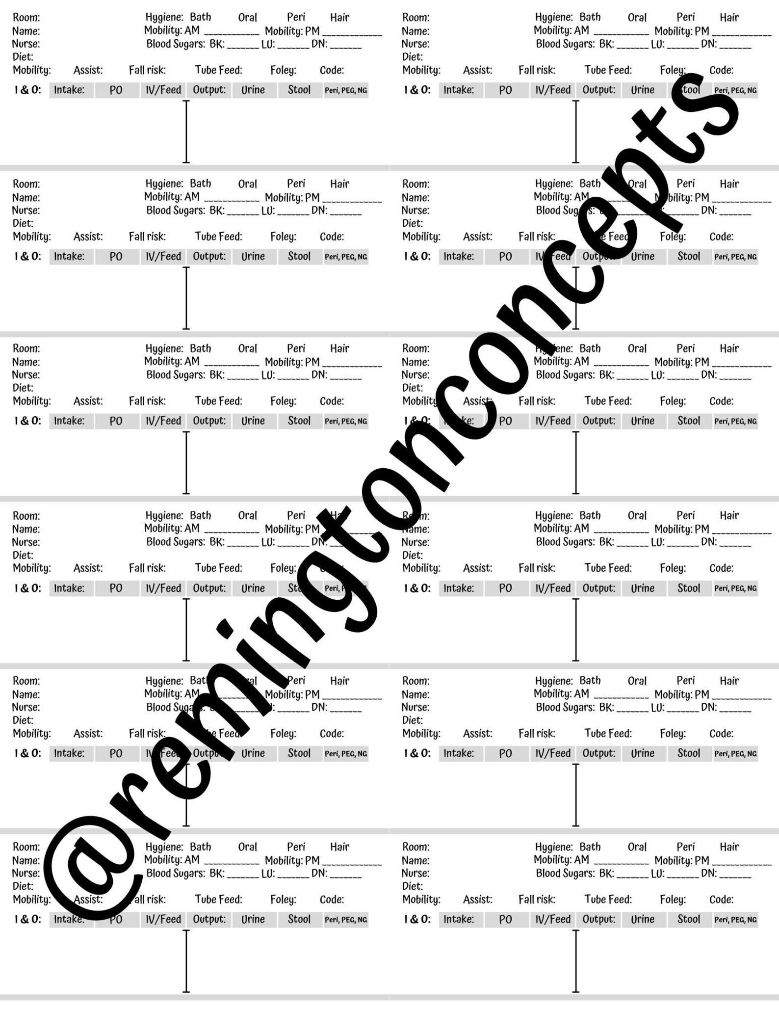 CNA Brain Sheet Report Organizer -- for Nurse Assistant, Tech ...