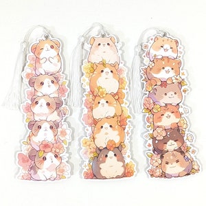 Adorable Hamster Stack With Floral Bookmark - Pet Lover's Gift , Double ...