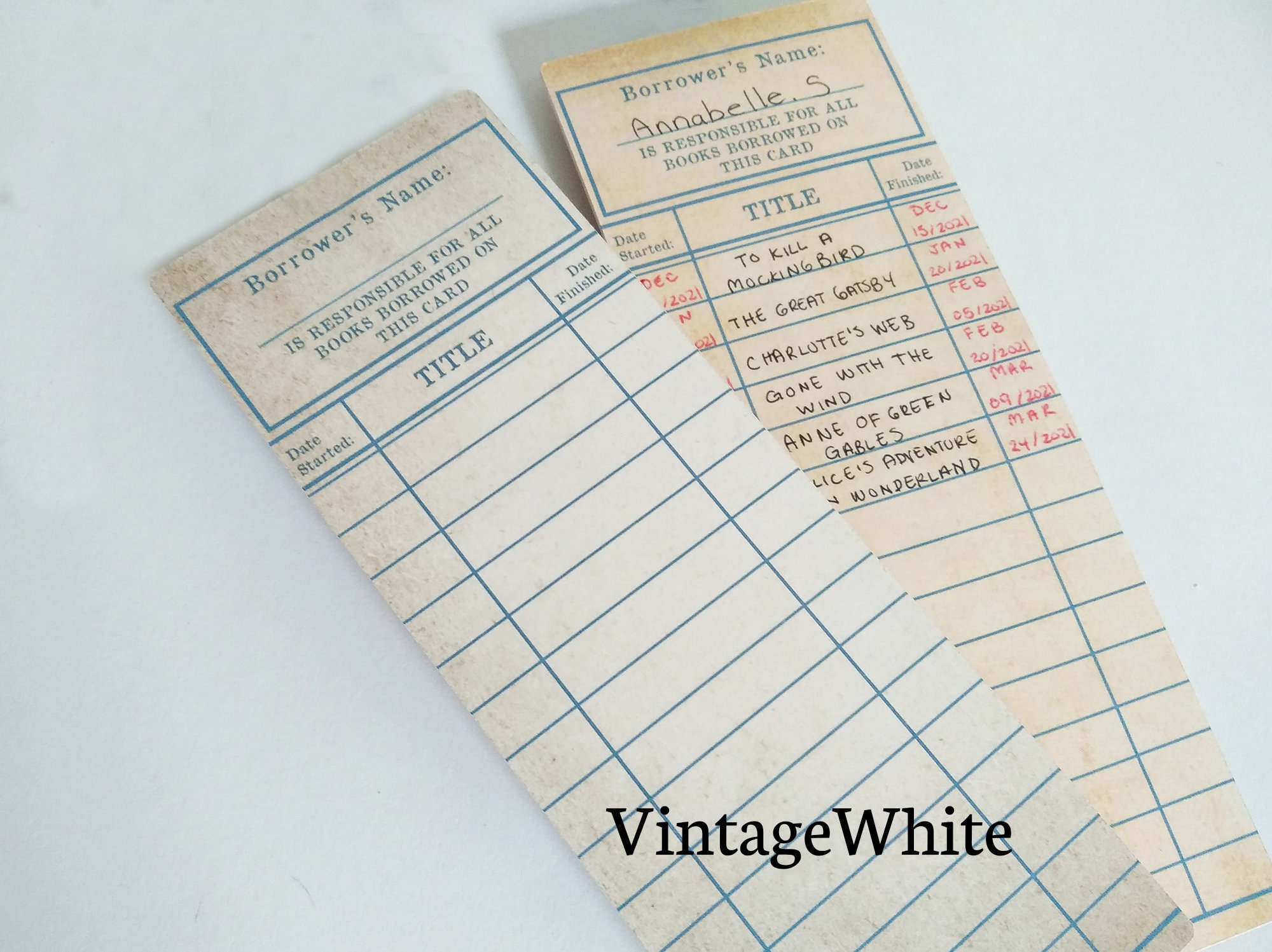 Library Book Card Book Mark Tracker Vintage Look Thick - Etsy Canada