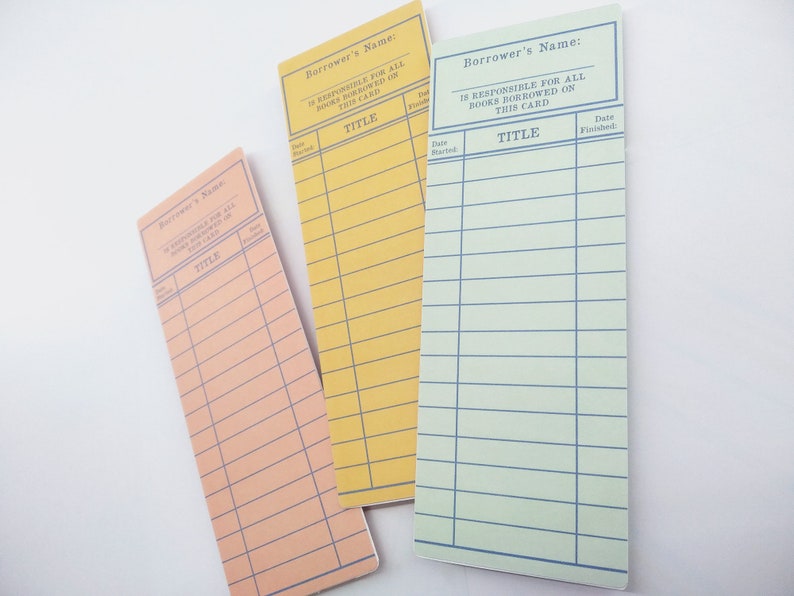 Library Book Card Book Mark Tracker, Vintage Look, Thick Sturdy Layered ...