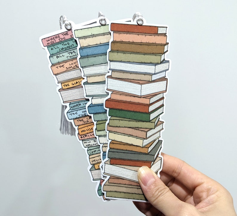Bookmark Book Tracker Book Stack Double Sided 34 Books to - Etsy