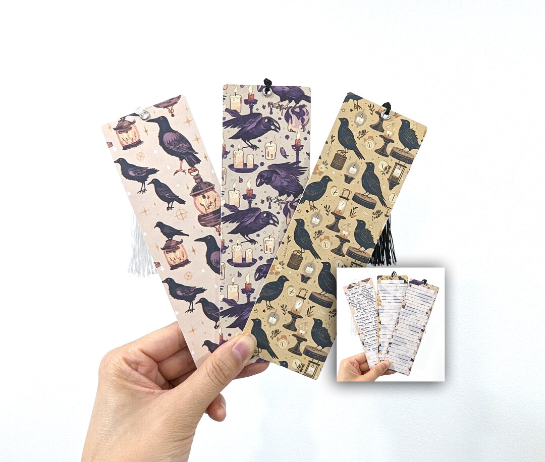 Mystical Crow and Starling Bookmark Set, 25 Books to Fill in per ...