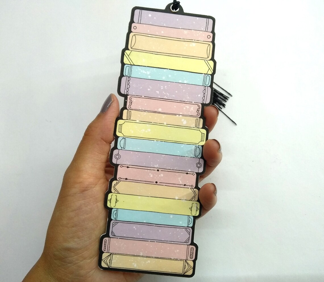 Bookmark Tracker Bookstack Rainbow Double Sided 36 Books to | Etsy