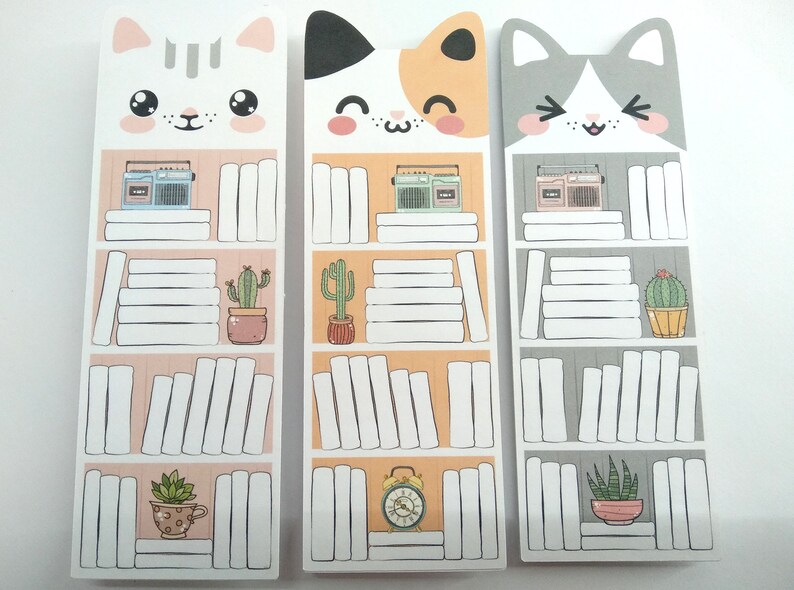 Kawaii Kitty Cat Bookmark Tracker, Bookshelf, Cat Lover, Gift, Book ...
