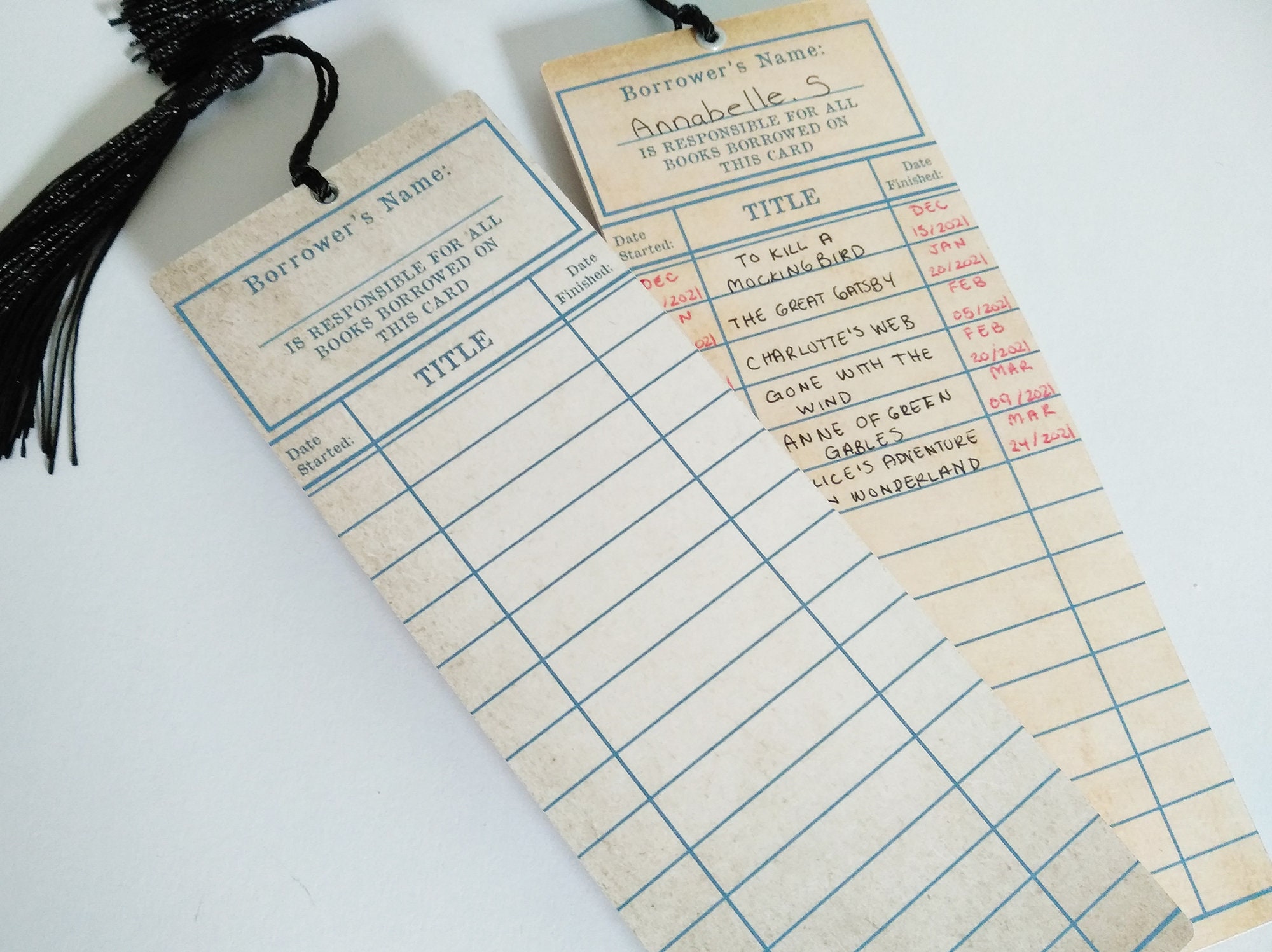 Library Book Card Book Mark Tracker, Vintage Look, Thick Sturdy ...